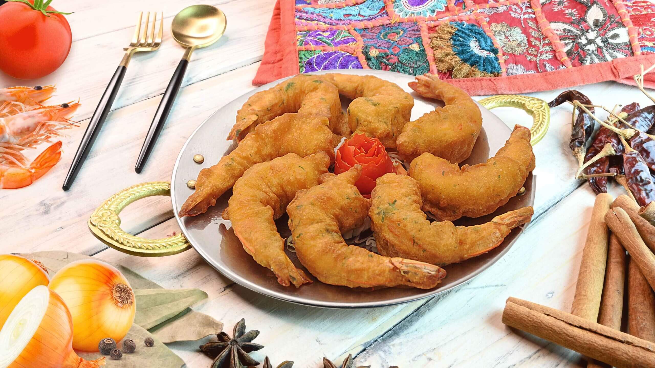 Golden Friend Prawns - Nour Mahal | Best Indian Food Restaurant